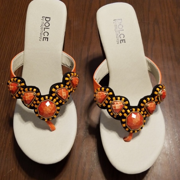 Mojo Moxy | Shoes | Dolce By Mojo Moxy Cabana Orange Beaded Wedge Rk7 ...